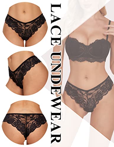 Avidlove Women Tangas Lingerie 4 Pack Lace Hipster Panties Sexy Bikini Underwear Multicolor 3 M