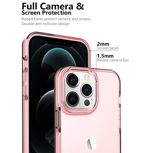 ArtsEvo Shockproof Clear Design for iPhone 14 Pro Case, Certified 6.6ft Drop Protection, Raised Edges Protect Camera and Screen,Pink