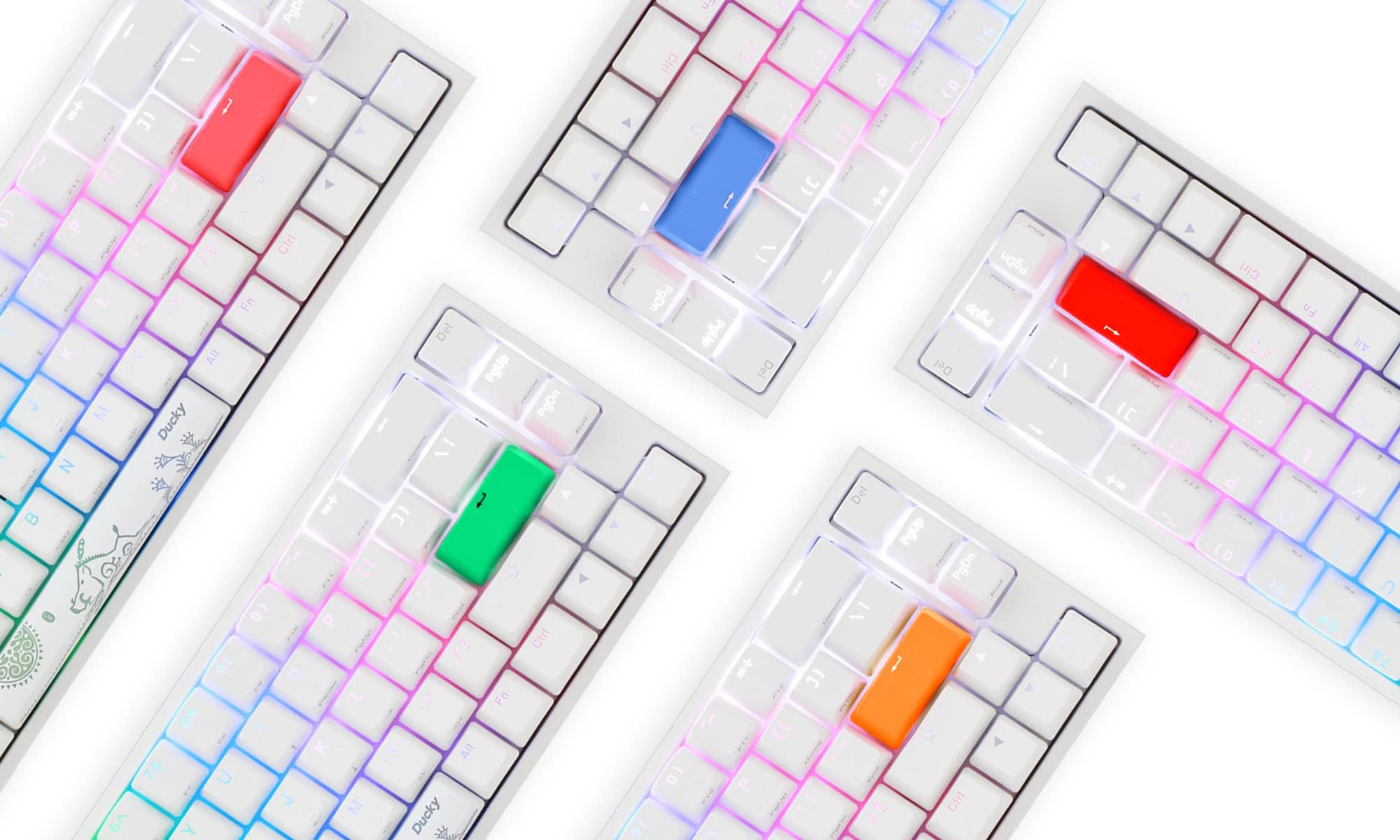 Ducky One 2 SF RGB Pure White RGB LED 65% Double Shot PBT Mechanical Keyboard (Cherry MX Silent Red)