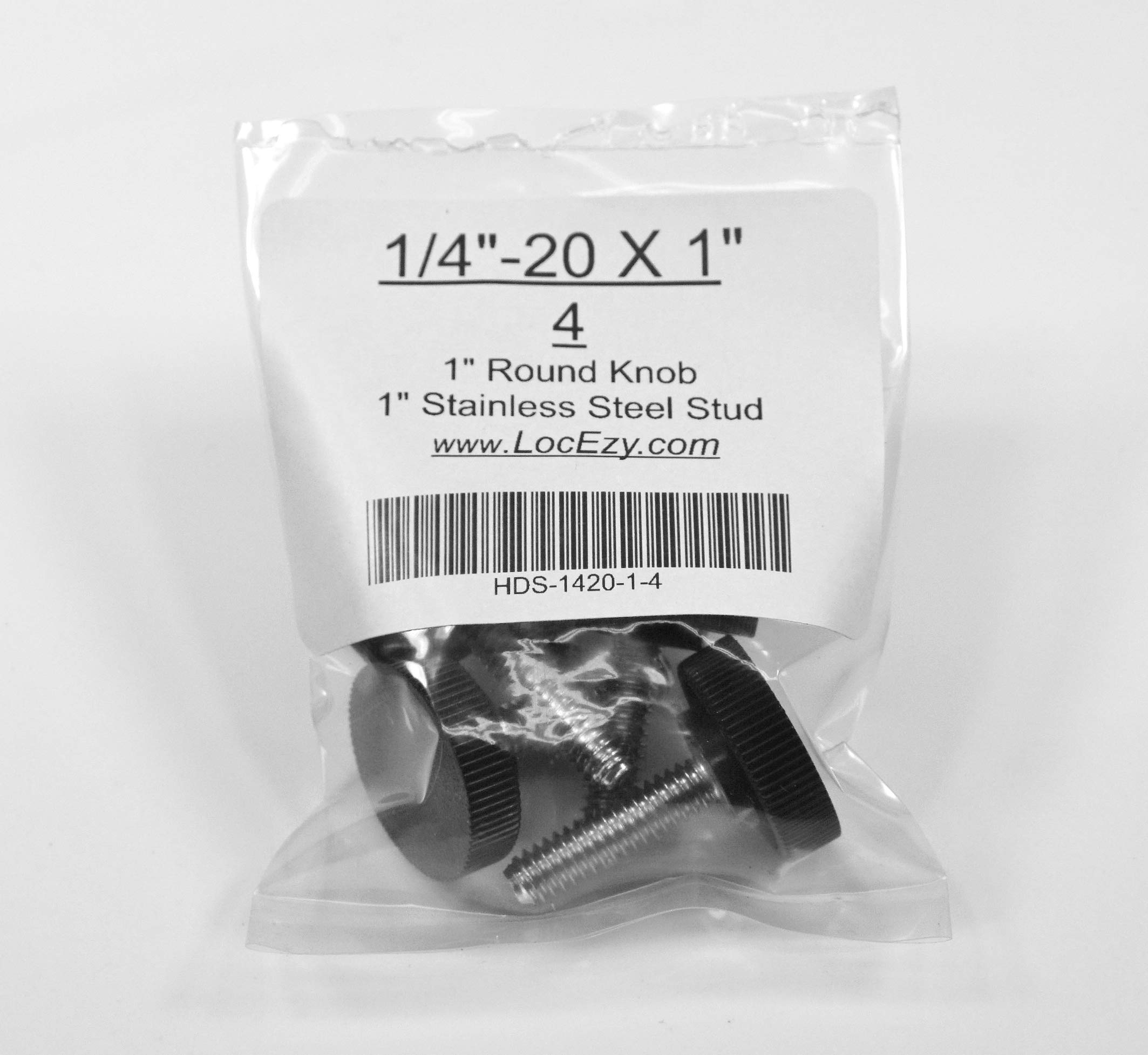 Four (4) 1/4-20 x 1 Long Stainless Steel Thumb Screws 1" Round Knurled Plastic Head