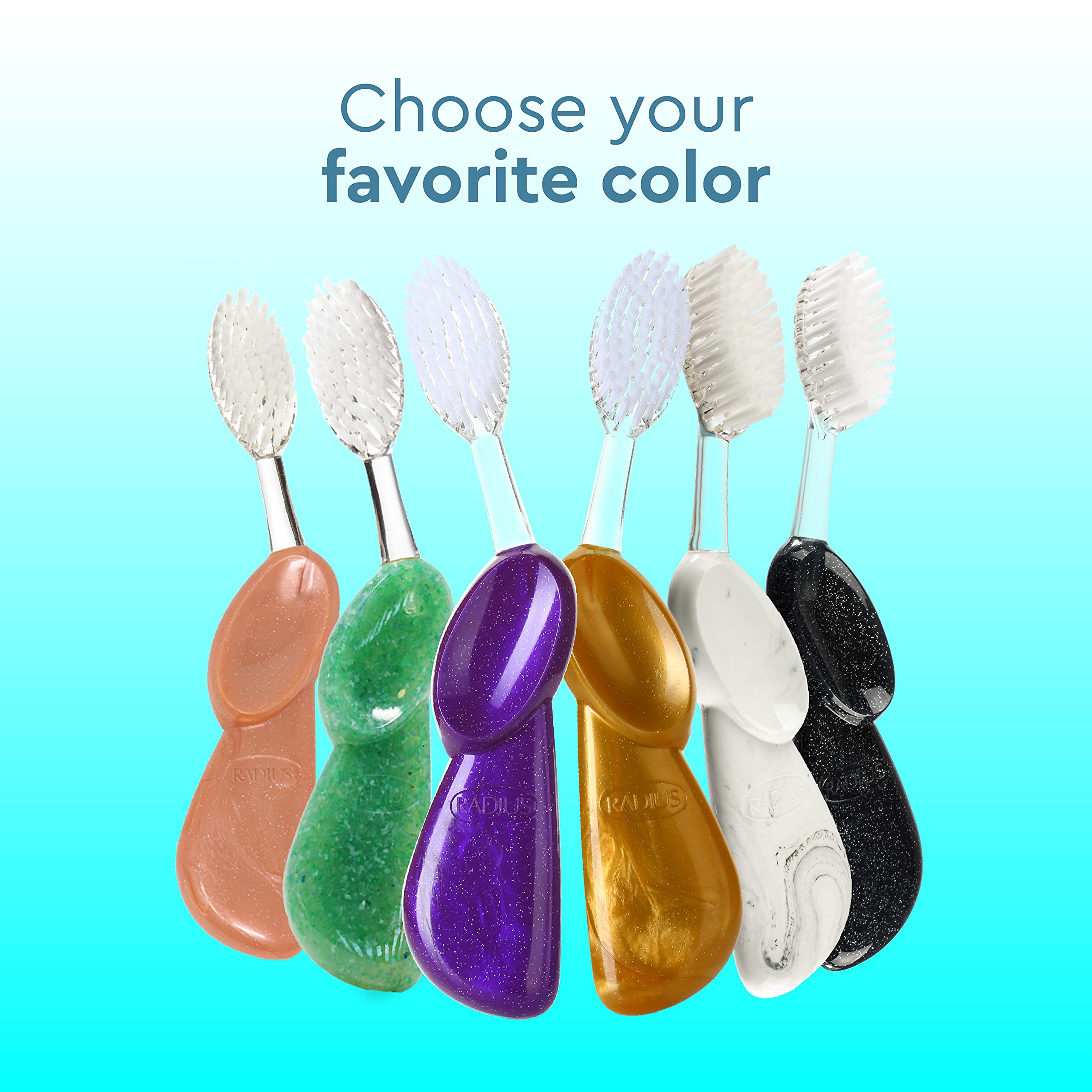 RADIUS Toothbrush Big Brush BPA Free & ADA Accepted Designed to Improve Gum Health & Reduce Gum Issues - Right Hand - Ice - Pack of 1