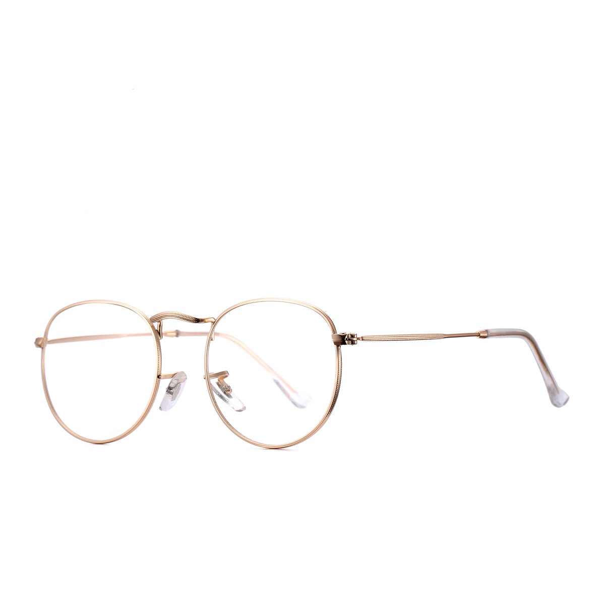 AZorb Round Clear Lens Glasses Classic Metal Frame Non-Prescription Eyeglasses for Women Men(gold)