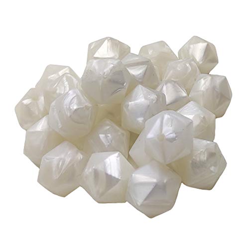 30pcs Pearl White Color 17mm Silicone Icosahedron Beads Silicone Pearl Beads Silicone Geometry Polygon Beads Mom Jewelry Necklace Making