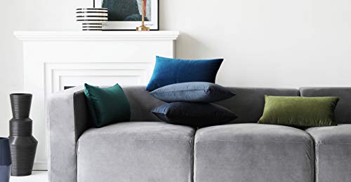 Mixhug Set of 2 Cozy Velvet Rectangle Decorative Throw Pillow Covers for Couch and Bed, Teal, 12 x 20 Inches