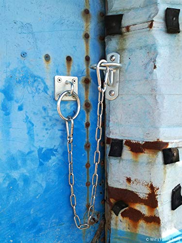 Will's Family Store 20 inch Stainless Steel Barn Chain with Carabiner for Livestock Gate Latch 2 Pack