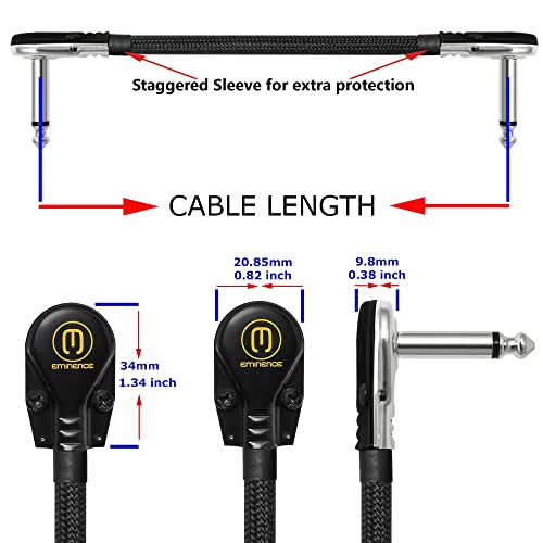 3 Units - 5 Foot - Audioblast HQ-1- Braid (Black) - Flexible - Dual Shielded (100%) - Instrument Effects Pedal Patch Cable w/ ¼ inch (6.35mm) Low-Profile, R/A Pancake TS Plugs & Protective Boot