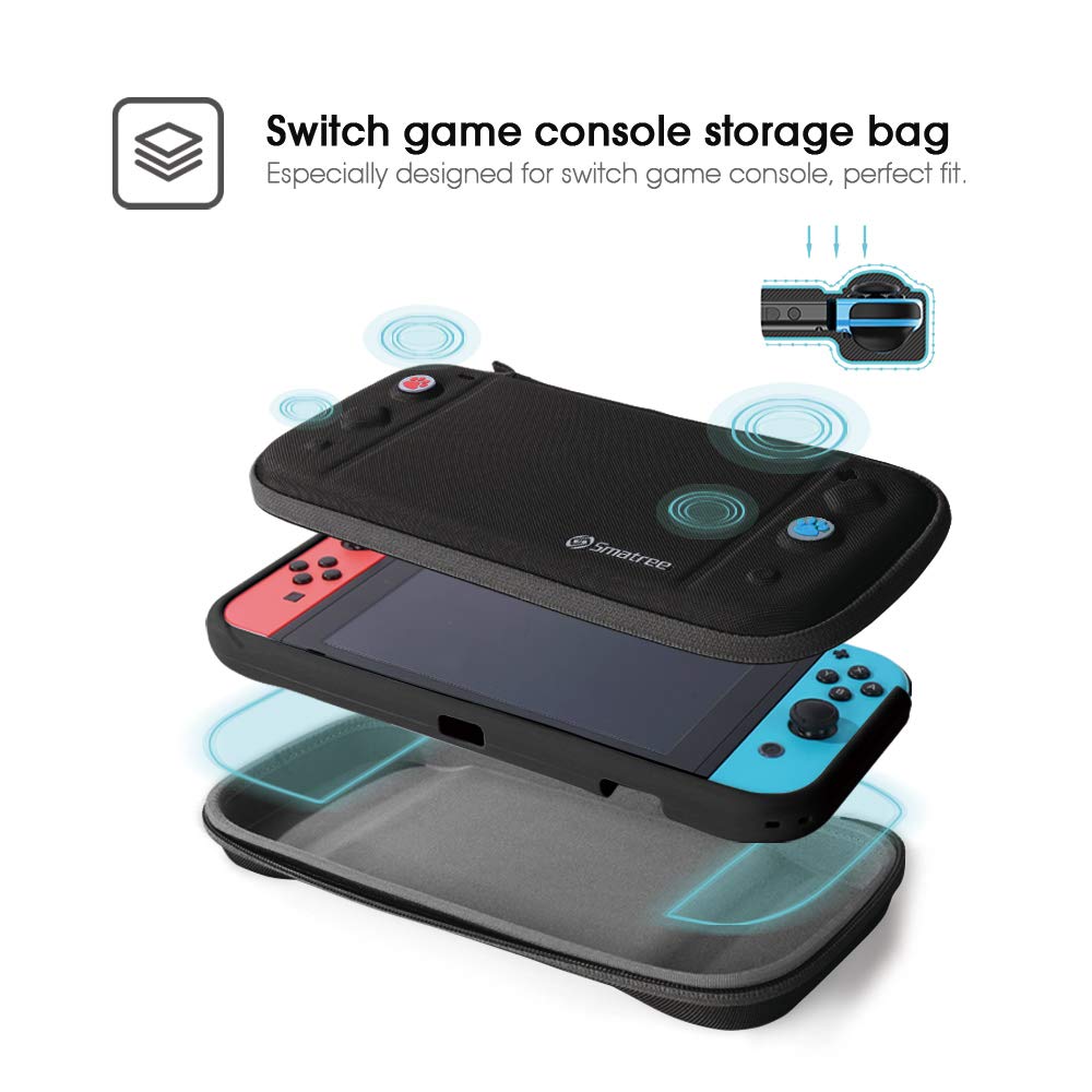 Smatree Hard Shell Carry Case for Nintendo Switch with 10 Game Cartridges, Protective Storage Case for Travel(Black)