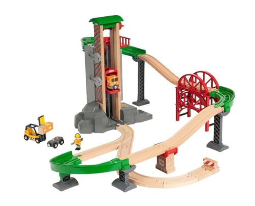 BRIO World 33887 Lift & Load Warehouse Set | 32 Piece Kids Train Toy Set with Wooden Tracks and Accessories | Interactive Design | FSC Certified Wood | for Ages 3 and Up