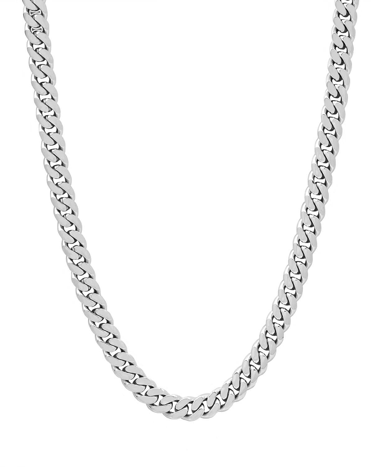 6MM Miami Cuban Chain Rope Necklace 16" 18" 20" - White Gold (20)