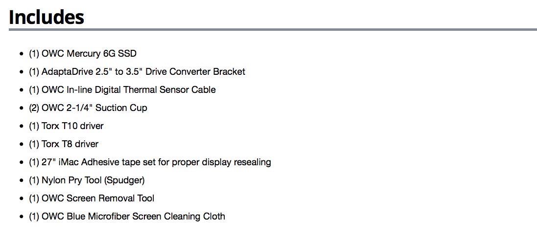 OWC 2.0TB SSD Upgrade Bundle for 2012-2019 27" iMacs with a Factory-Installed HDD or Fusion Drive, 2 TB 6G SSD, Drive Converter Bracket, in-line Digital Thermal Sensor Cable, Installation Tools