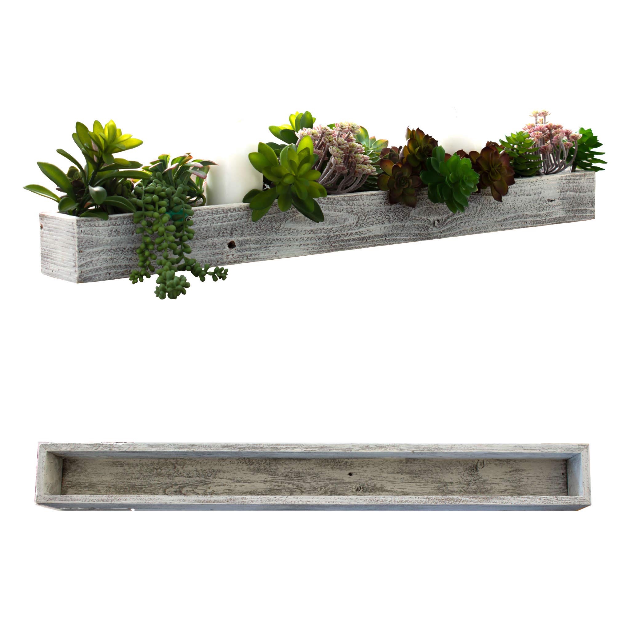BarnwoodUSA Rustic Centerpiece Barnwood Box | Dining Room Table Decorations for Home Décor | Coffe Table Décor | Planter Box | White Wash | 35.5" L