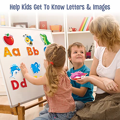 78 Magnetic Alphabet, 26 Uppercase, 26 Lowercase Letters & 26 Object Patterns, Adorable Animal Alphabet ABC Fridge Magnets Educational Letter Spelling Learning Toys Set for Toddlers 3 4 5 Years Old