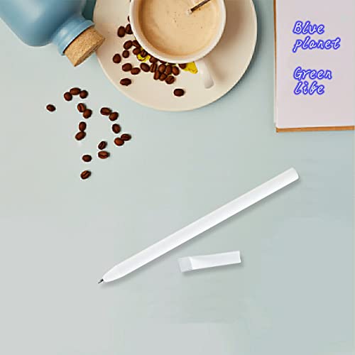 Zog Kraft Paper Barrel Writing Pen,Eco-Friendly Pens,Ballpoint Pen 1.0mm Fine Point Pen,Blue Ink 10pcs (White)