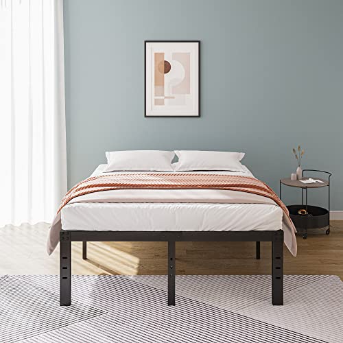 Neslime 18 Inch High King Bed Frame No Box Spring Needed, Heavy Duty King Platform Bed Frame for Heavy People, Easy Assembly, Noise Free, Black