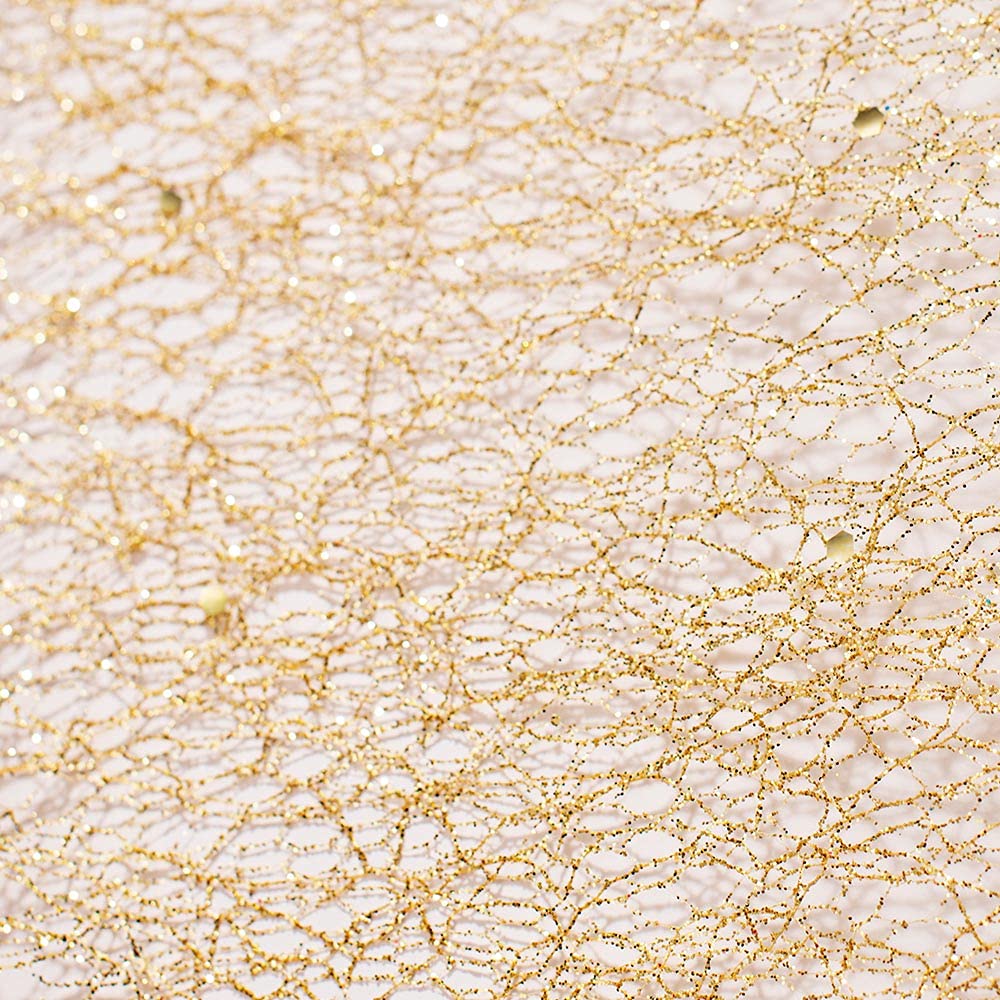 Anderson's Gold Glitter Mesh Fabric Roll, 19 Inches x 5 Yards, Decorative Wedding Fabric for Wedding Reception, Baby Shower, Gender Reveal, Prom, Homecoming, Tables, Party