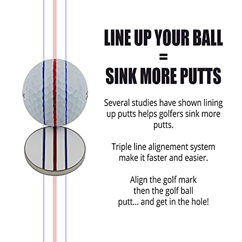 59Golf - Golf Ball Triple line Marker + Permanent Markers (red and Blue + Poker chip)