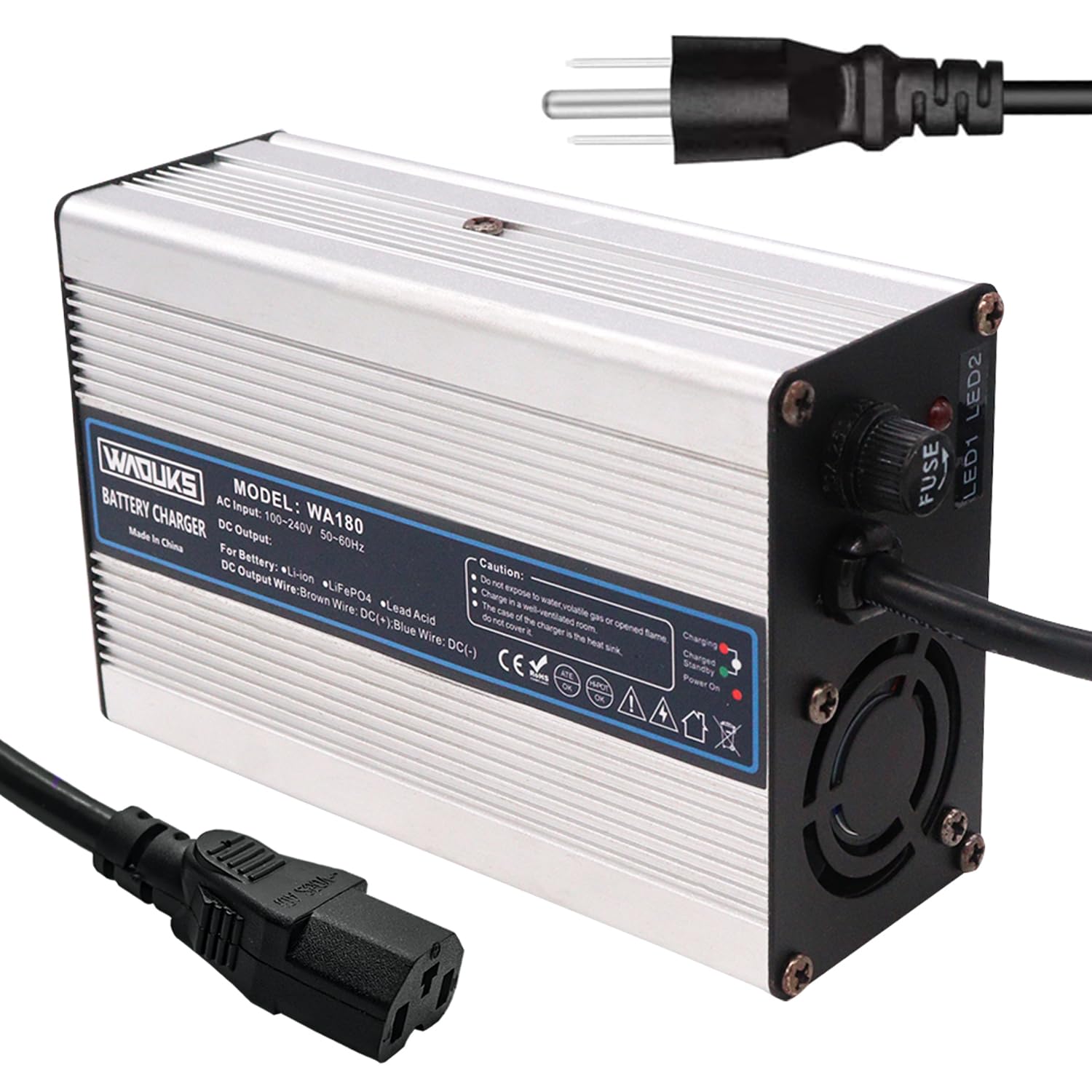 WAOUKS 48V 2A Charger 48V Lead Acid Battery Charger 55.2V Lead Acid Charger Used for 48V Lead Acid AGM Gel VRLA OPZV Battery