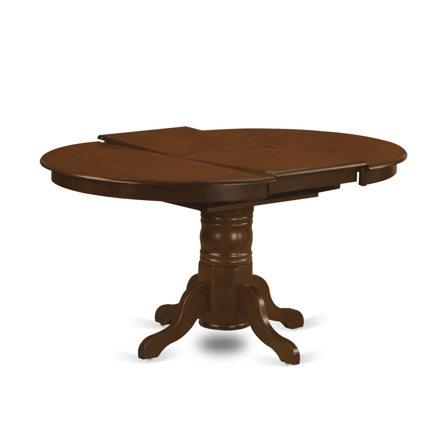 East West Furniture Kenley Dining Room Oval Solid Wood Table Top with Butterfly Leaf & Pedestal Base, 42x60 Inch, Espresso