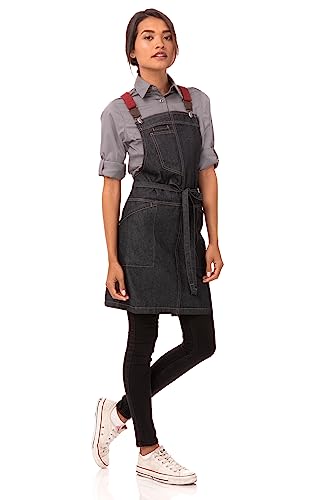 Chef Works Unisex Berkeley Short Bib Apron, Indigo Blue, One Size
