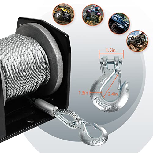 Auraroad Electric Winch 2000 lb, 12V DC ATV UTV Electric Winch with Wireless Remote, Steel Rope Waterproof Towing Winch Kit