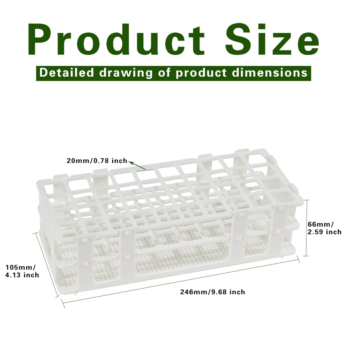 BIPEE Plastic Test Tube Rack, 40 Holes,Test Tube Holder for 20 mm Test Tubes, White vial holder, Detachable test tube holder rack (1pcs,40 Holes)