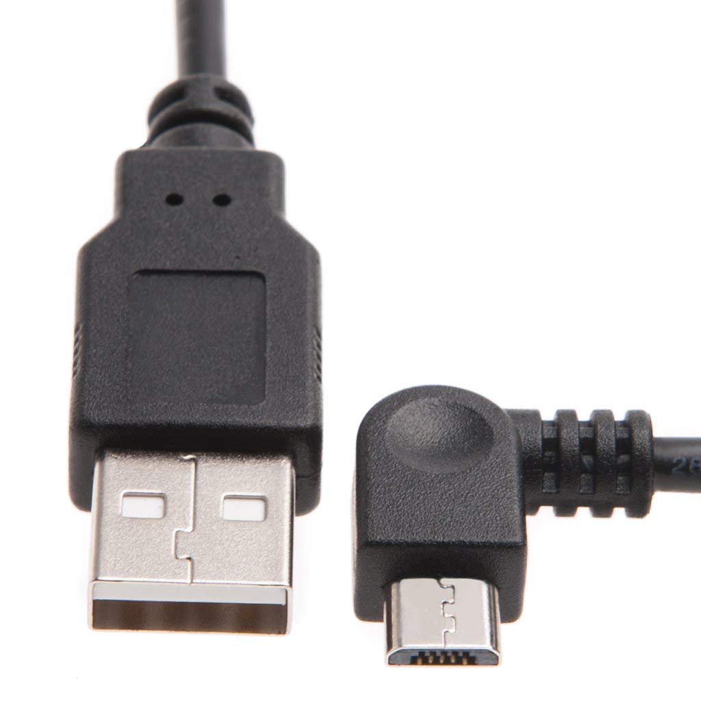 Tomtom Right Angle Micro USB Cable Cord Charging in Car for Via 52, 62, 110, 120, 125, 130, 135, 180, 220, 225, 260, 280 / Via Live 120, 125, 130, 135, 1605TM, 1405TM, 1435M | Tom Tom 90 Degree (3ft)
