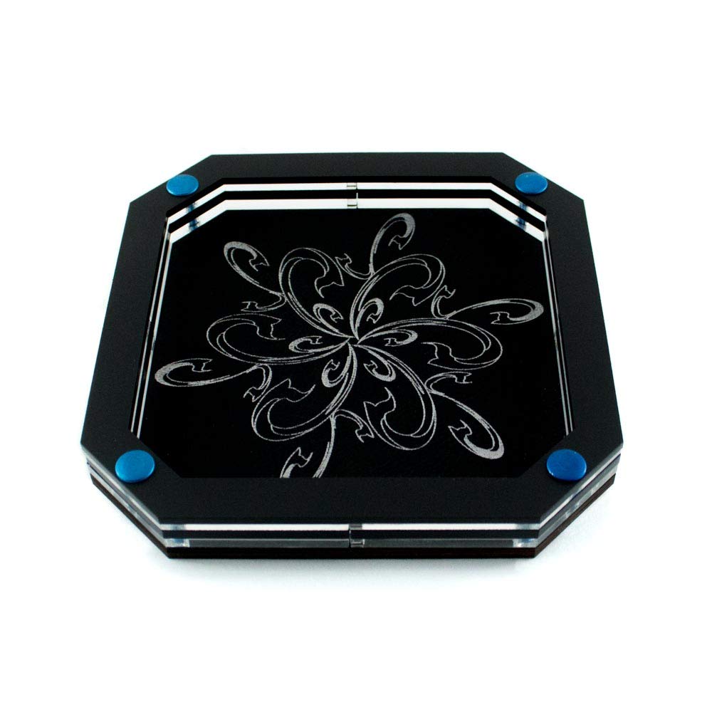 C4Labs Silver Line Personal Dice Tray with 3 Designs - Frost Bloom