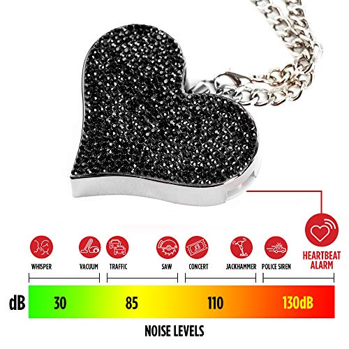 Guard Dog Security Heartbeat Keychain Alarm for Women, 130dB Siren, Personal Defense Alarm (Black)