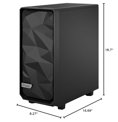 Fractal Design FD-C-MES2C-01 Meshify 2 Compact Black Solid ATX Mid Tower Computer Case (Black)