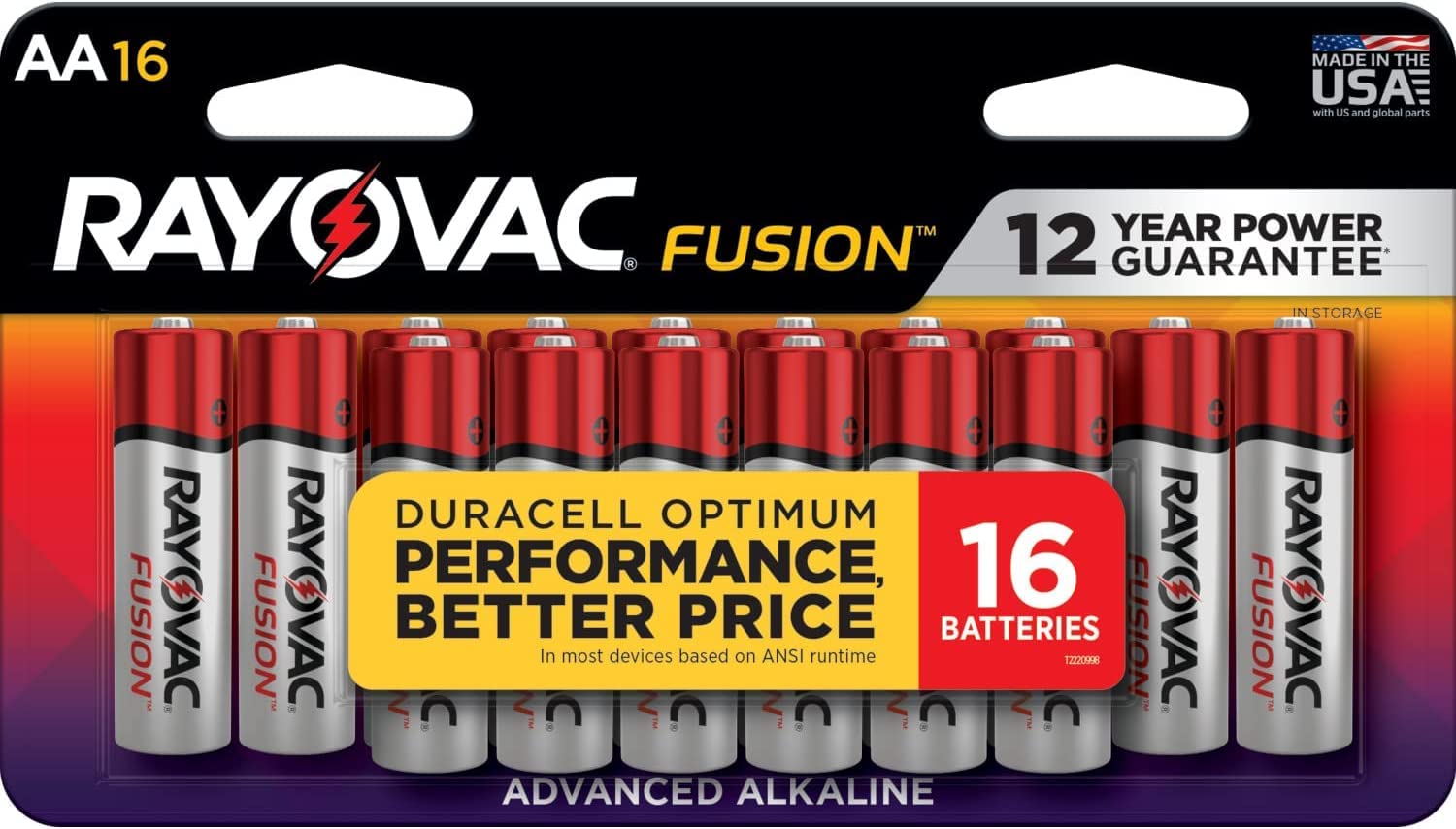 Rayovac Fusion AA Batteries and AAA Batteries, 16 Double A Batteries and 16 Triple A Batteries Combo Pack, 32 Count