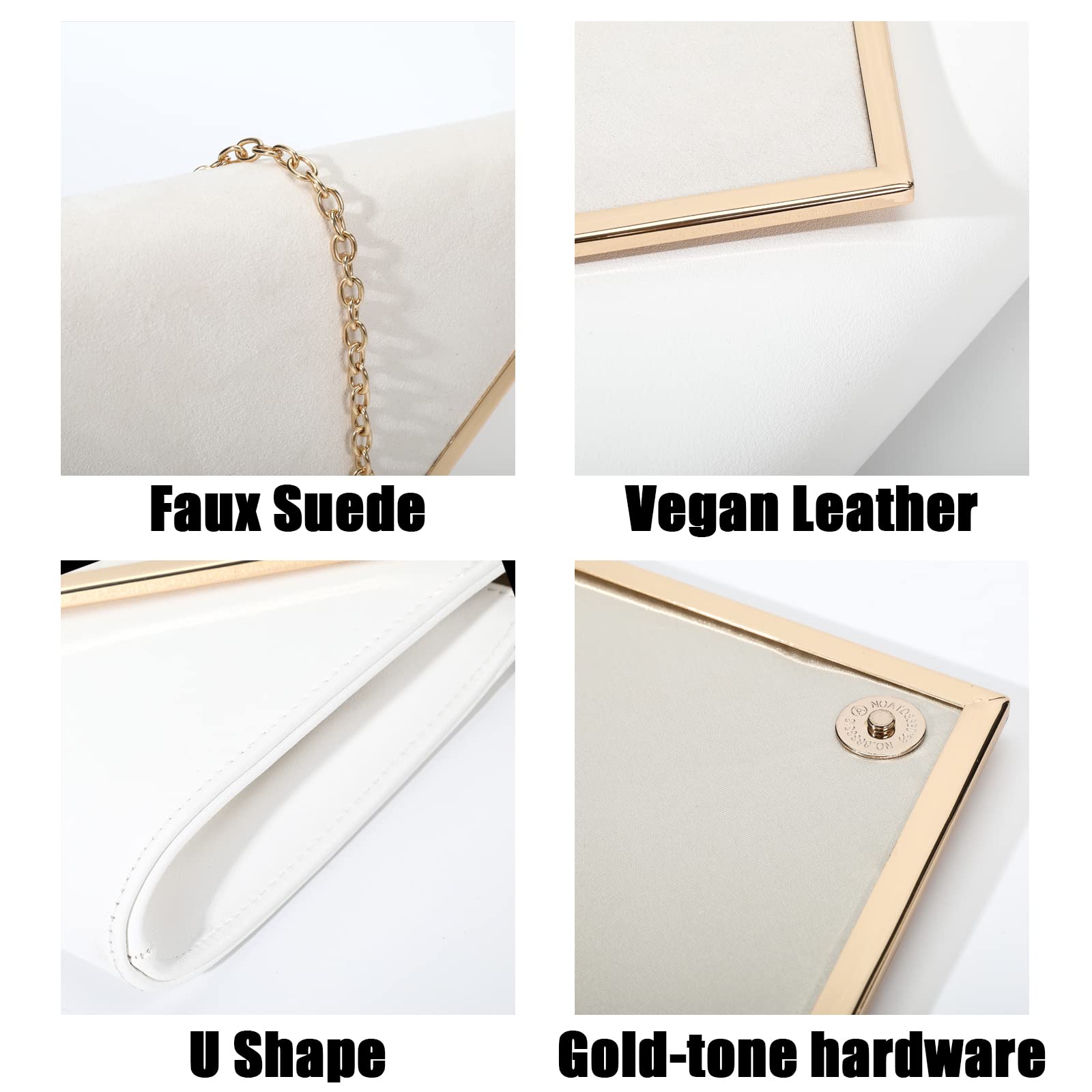 AHIBGRN Evening Bag Vegan Leather, Clutch Purses for Women Wedding, Classy Women's Evening Handbags, Shoulder Bag, Envelope Clutch White
