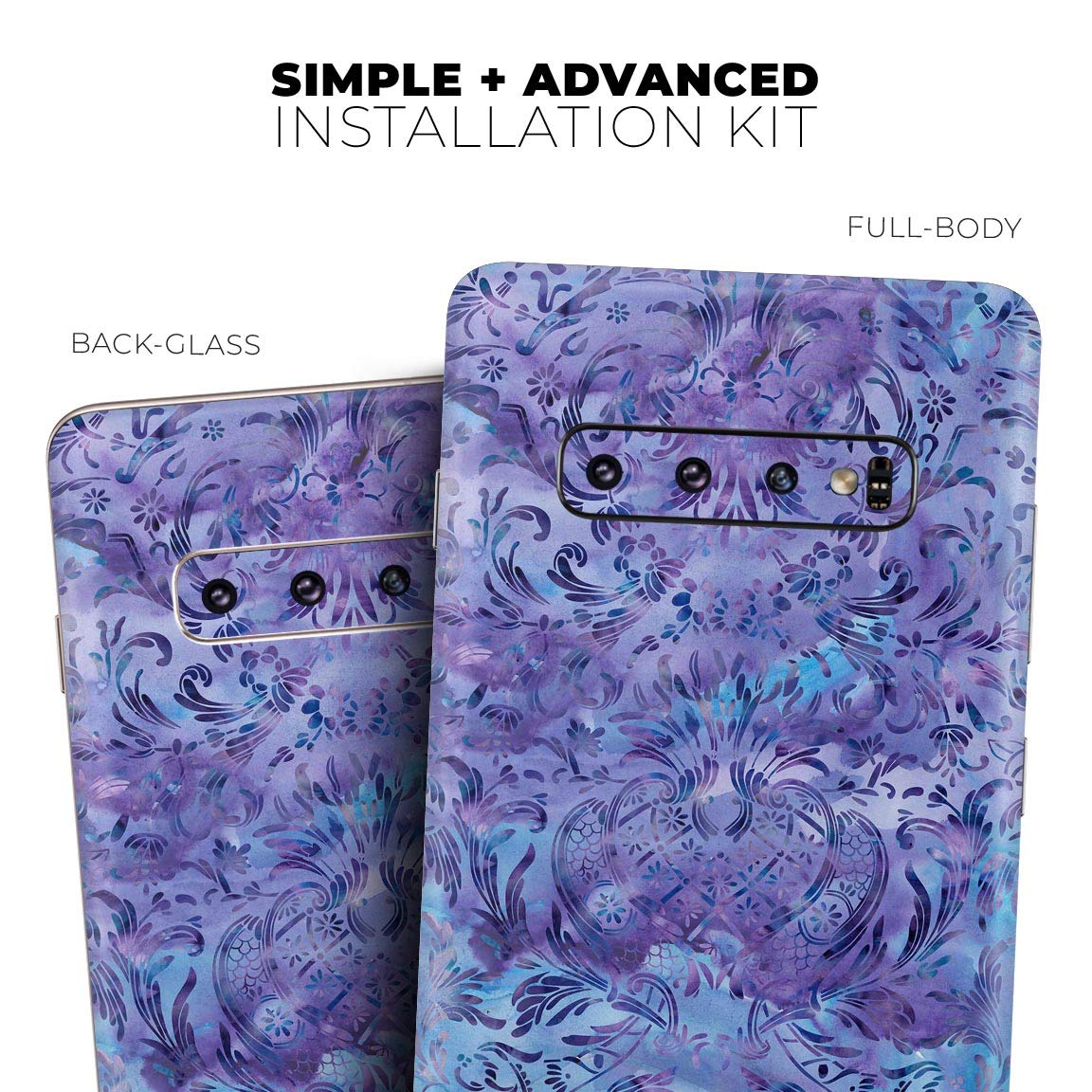 DesignSkinz Purple Damask v2 Watercolor Pattern V2 Protective Vinyl Decal Wrap Skin Cover Compatible with The Samsung Galaxy S20 (Screen Trim & Back Glass Skin)