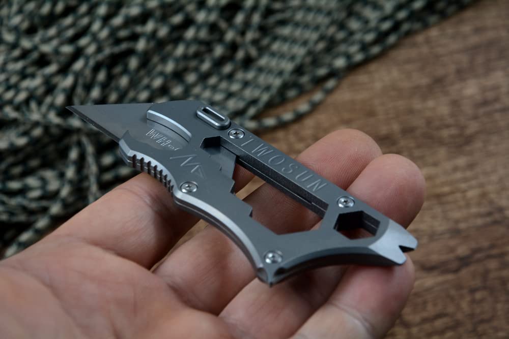 Twosun TS149 EDC Cutting Utility Multi Knife Carbon Steel Blade Titanium Handle