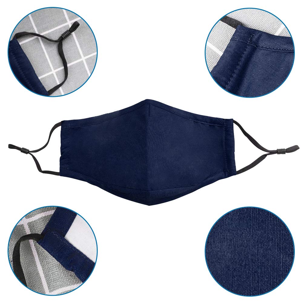 4PCS Cotton Face Mask-Navy Blue