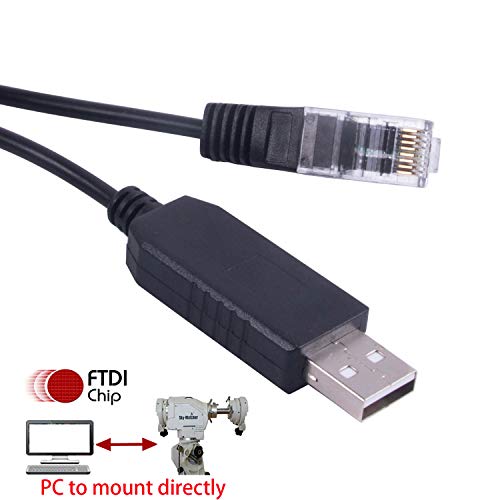 Telescopes Equatorial Mount Control Cable for Skywatcher HEQ5pro AZEQ5 AZEQ6 EQ6-R Support EQMOD ASCOM Set Up Sofware Manual Download (6ft/180cm,Asiair or PC to Mount Black)