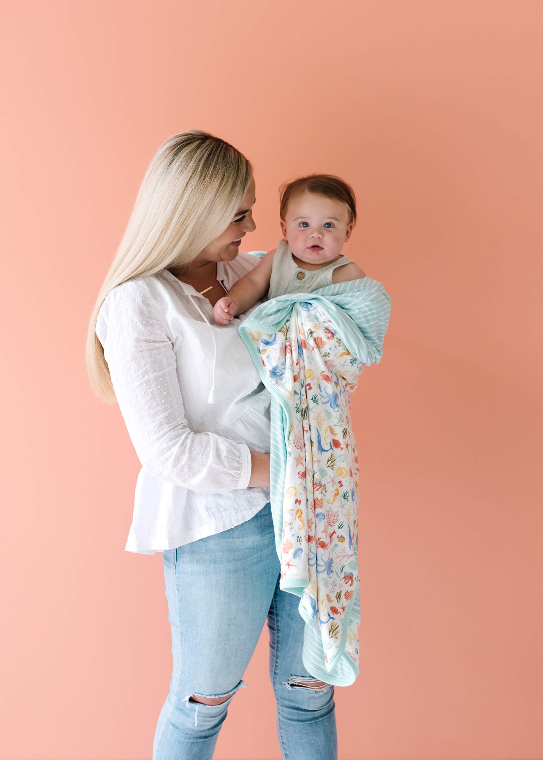 Large Premium Knit Baby 3 Layer Stretchy Quilt Blanket"Nautical" by Copper Pearl