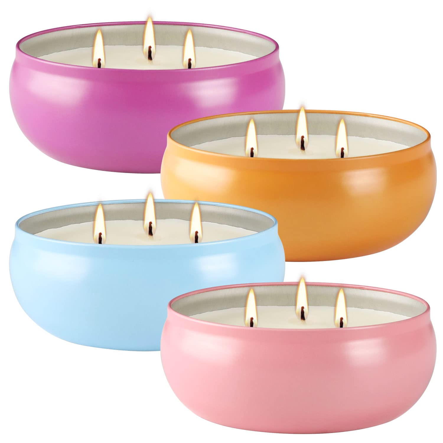 Outdoor & Indoor Citronella Candles,Summer Candle Gift,3-Wick Natural Soy Wax Candle,for Porch Patio Garden Balcony,4 x 12 oz