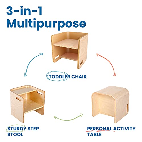 ECR4Kids Bentwood Cube Activity, Weaning Table and Seat Set, Adaptable 3-in-1 Toddler Multipurpose Kids Wood Furniture-Natural Chair