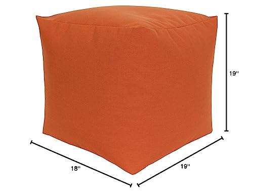 RULU Ottoman Outdoor/Indoor Sunbrella Bean Bag Pouf 19"x19"x18"H Spectrum Cayenne, Rust