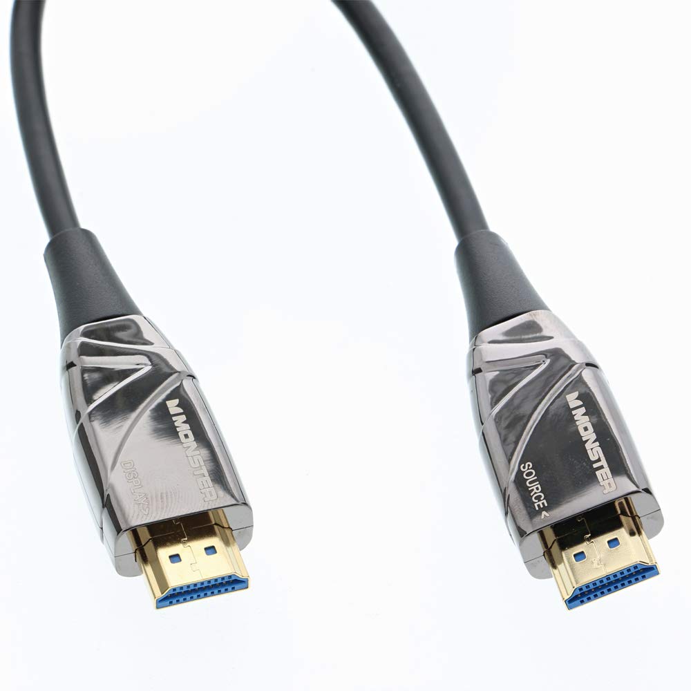 Monster 75-ft UHD Platinum Fiber Optic HDMI Cable, 4K HD Picture Quality, Rich Colors, 7.2 Surround Sound, Mono, Stereo, 5.1, DTS, Thin and Flexible, Easy Setup
