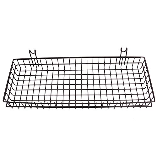 Kaforise Hanging Basket for Wire Wall Grid Panel, Multi-Function Wall Storage and Display Basket, Large Size, Black Painted