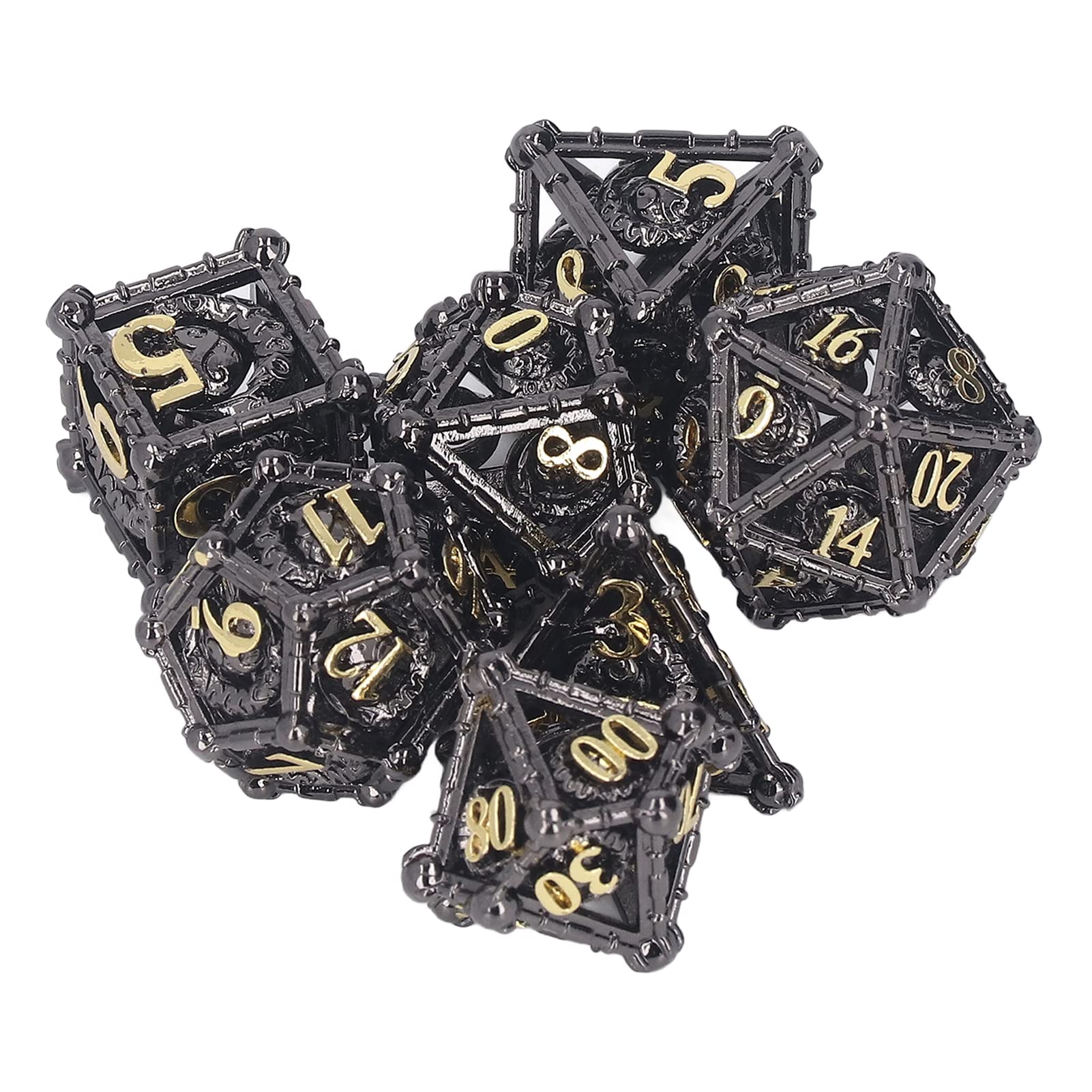 7pcs Polyhedral Dice Set,Durable Brass Metal Dice Set for Board Games Role Play