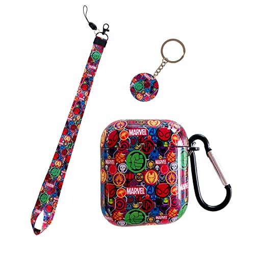 Auto Element Anime Super Hero Character Soft TPU Airpods 1/2 Case,with Cartoon Lanyard Keychain,Suitable Fashion Man Women Girl Case