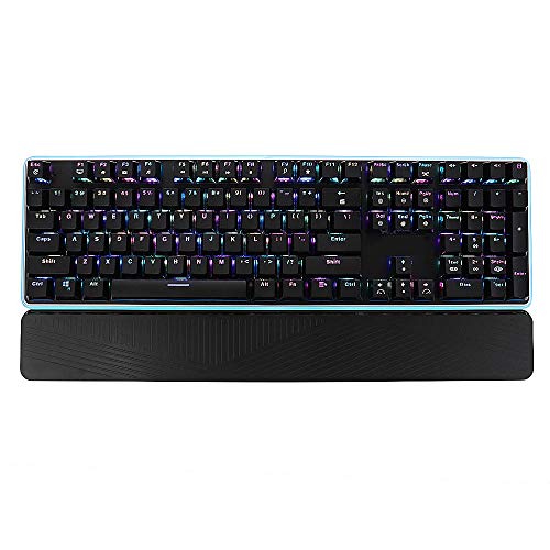 Teerwere Gaming Keyboard Ergonomic Design 108 Key RGB Side Backlit Mechanical Gaming Keyboard with Wrist Pad ABS Keycaps Mechanical Gaming Keyboard (Color : Black, Size : Brown Switch)