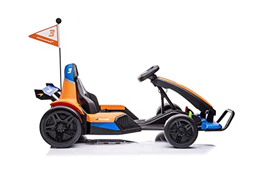 DAKOTT McLaren Electric Go Kart for Kids Ages 6-12, Up to 154 lbs, 24V 4-Wheel Electric Go Cart, 5-9 MPH Speed W/Drift Function, Orange, Large