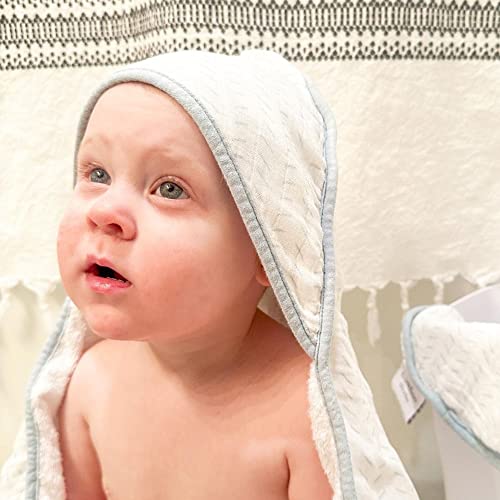 Bamboo Baby Hooded Towel and Washcloth Set, Perfect for Babies or Toddlers, Soft & Absorbent (Greenish)