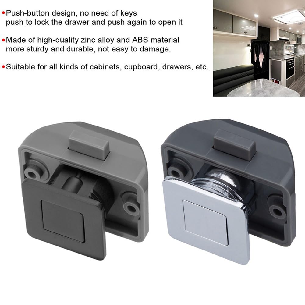 5Pcs Push Button Catch Lock Cupboard Door Camper Caravan Latch Knob Boat Button Locks Cabinet Locks Drawer Lock Cabinet Door Fittings
