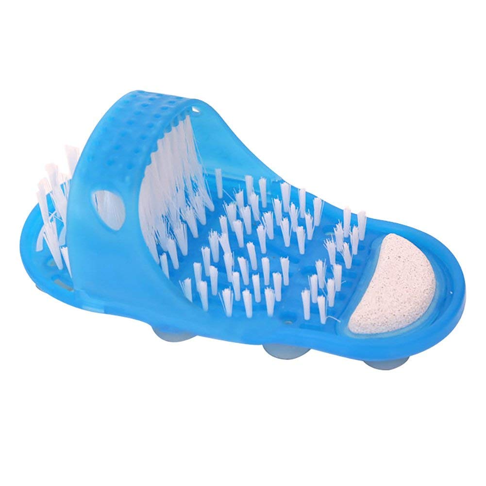Messar Bathroom Shower No Bending Feet Brush Foot Cleaning Bristle Slipper Washer Bath Scrubber Massager Stick on Floor