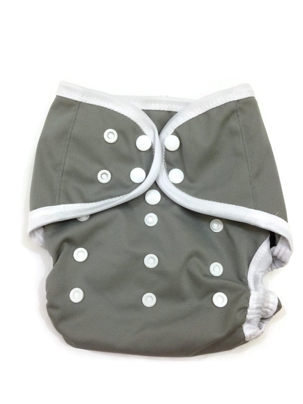 BB2 Baby One Size Solid Happy Leak-free Snaps Cloth Diaper Cover for Prefolds (One Size, Gray)