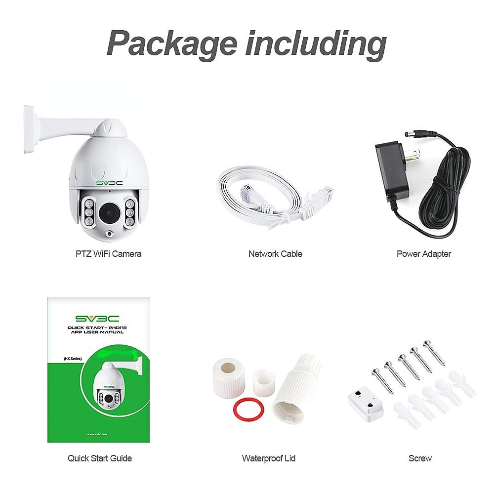 SV3C PTZ Poe Camera Outdoor 5MP Onvif Security Camera, 5X Optical Zoom, Auto Focus, Two-Way Audio, HD Night Vision, Waterproof, APP Motion Alerts, RTSP, Remote View, 24/7 Recording, Wired